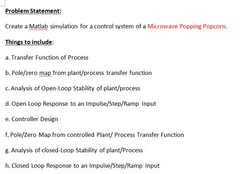 Problem Statement Create A Matlab Simulation For A Chegg