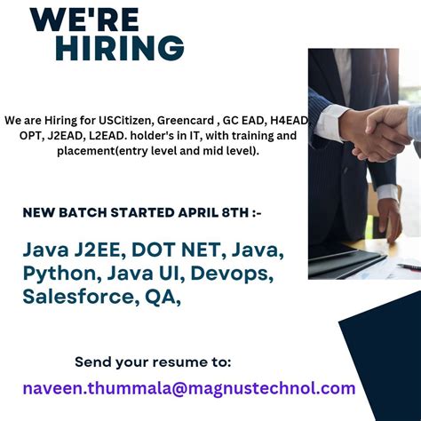 naveen thummala on linkedin we are hiring for uscitizen greencard