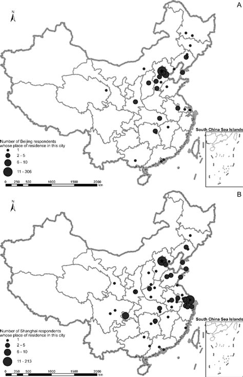Spatial Distribution Of Respondents Places Of Residence A Beijing B