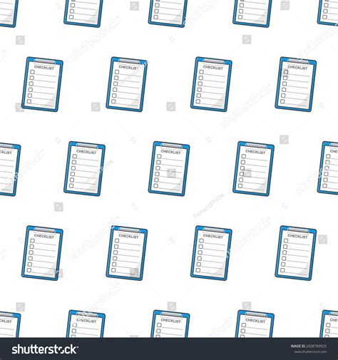 Clipboard Checklist Seamless Pattern On White Stock Vector Royalty