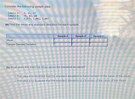 solved consider the following sample data sample a