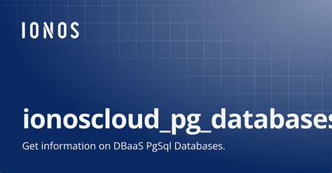 Ionoscloud Pg Databases Terraform Provider