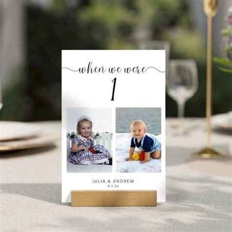 When We Were Age Wedding Table Numbers Printable Photo Table Numbers