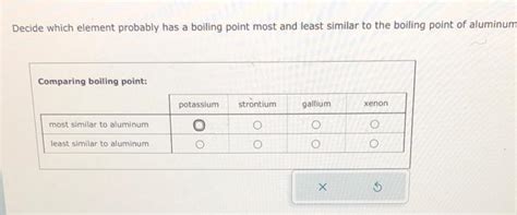 Solved Decide Which Element Probably Has A Boiling Point