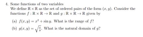 Solved Some Functions Of Two Variables We Define RR As Chegg Com