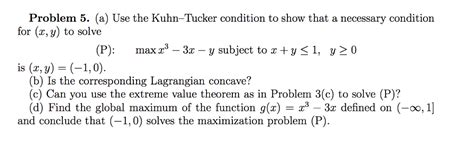 solved problem 5 a use the kuhn tucker condition to show
