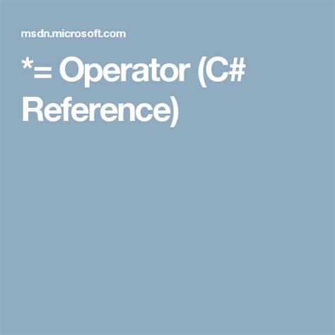 Operator C Reference