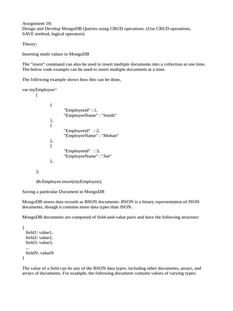 01 Mongodb 10 Pdf String Computer Science Mongo Db