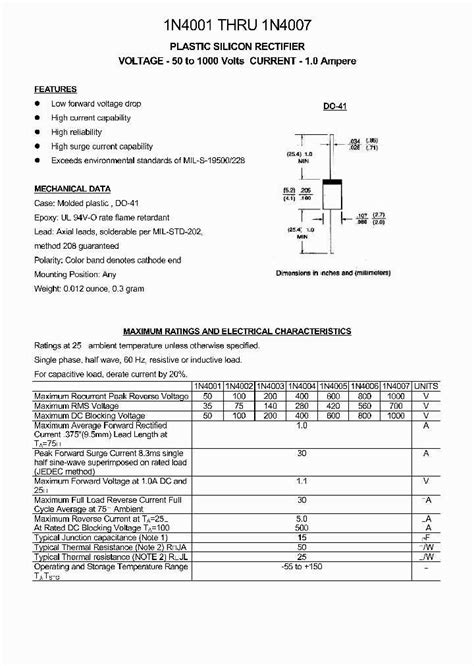 1n4004 Datasheet Specifications Pinout And Electrical Characteristics 1n4004 Datasheet Specifications Pinout And Electrical Characteristics