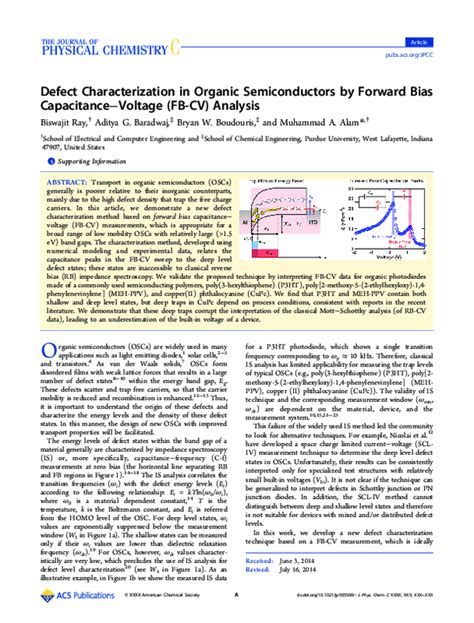 Pdf Defect Characterization In Organic Semiconductors By Forward Bias