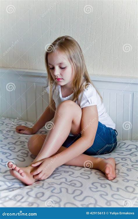 Cute Girl Sitting On The Sofa Stock Image Image Of Seven Schoolgirl