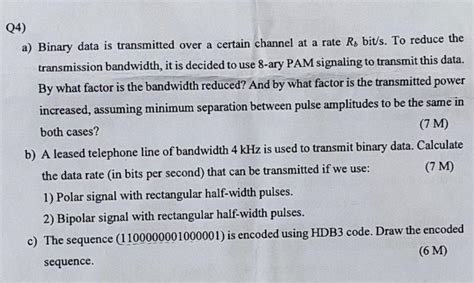 Solved A Binary Data Is Transmitted Over A Certain Chegg