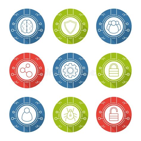 Cyber Security Linear Icons Set Stock Vector Illustration Of Logo