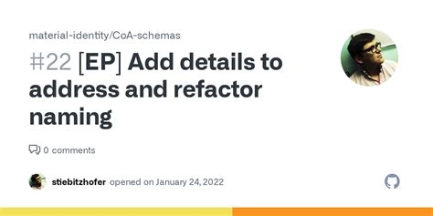Ep Add Details To Address And Refactor Naming · Issue 22 · Material Identitycoa Schemas · Github