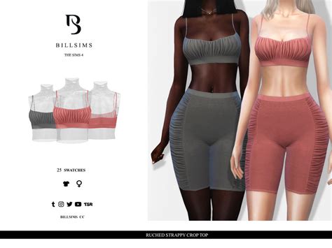 The Sims Resource Ruched Strappy Crop Top The Sims Resource Ruched Strappy Crop Top