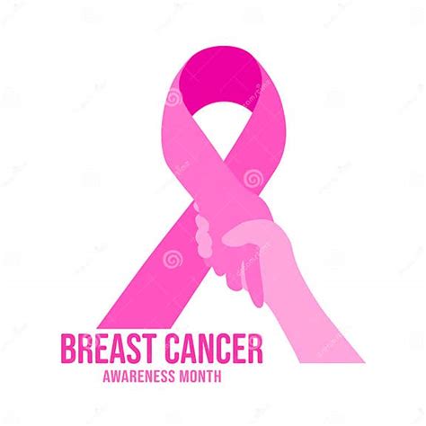 Pink Ribbon Symbol Design With Hands Stock Vector Illustration Of