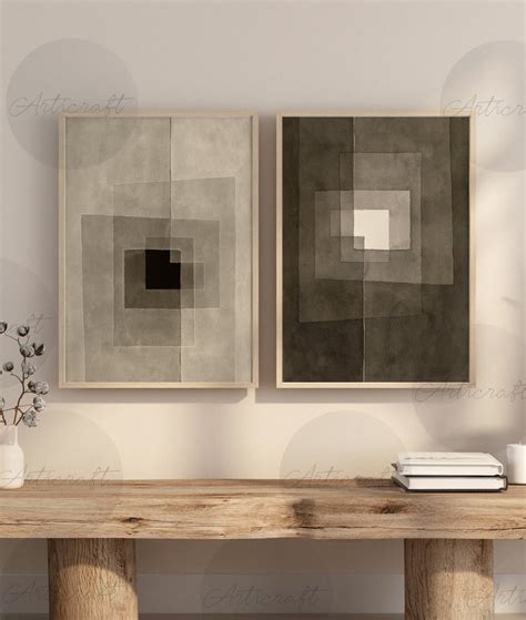 Neutral Abstract Print Set Of 2 Bauhaus Prints Mid Century Modern Art