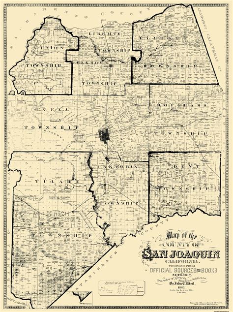 Historic County Map San Joaquin County California Reid 1883 Vint