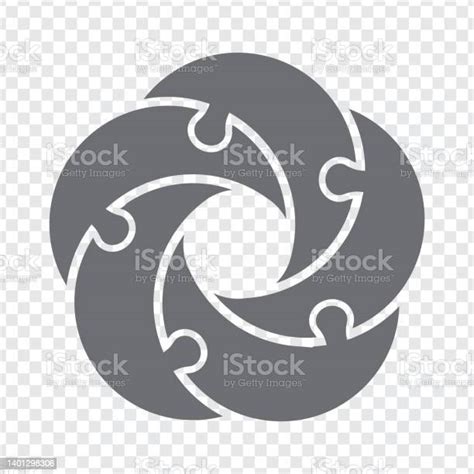 회색의 간단한 아이콘 원 퍼즐 웹 사이트 디자인 앱 Ui에 대한 투명 배경에 다섯 가지 요소의 간단한 아이콘 퍼즐 Eps10 연결에 대한 스톡 벡터 아트 및 기타 이미지