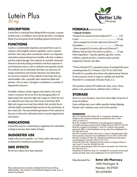 Lutein Plus Better Life Pharmacy