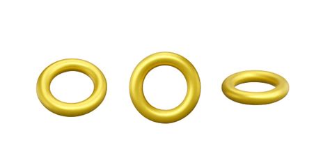 Golden Metallic Torus Set Of 3d Torus Objects Donut Realistic Geometric