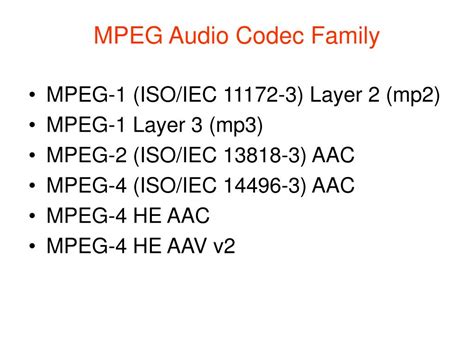 Ppt An Overview Of Perceptual Audio Coding And Mpeg Aac Powerpoint