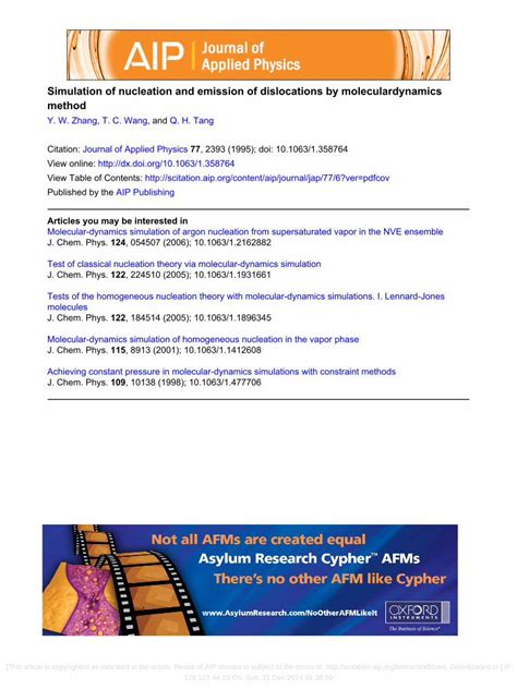 Pdf Simulation Of Nucleation And Emission Of Dislocations By