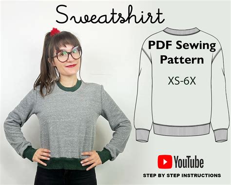 Crew Neck Sweatshirt Sewing Pattern Pdf Digital Download Sizes Etsy