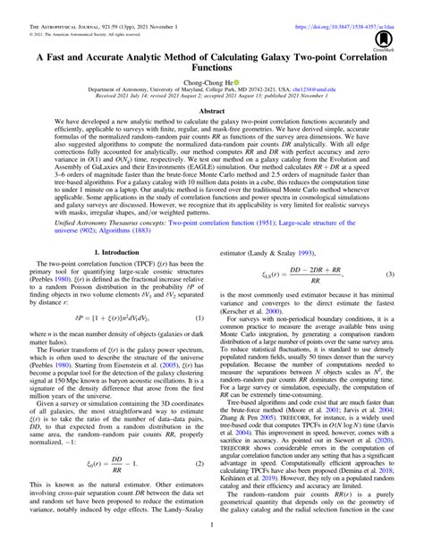 Pdf A Fast And Accurate Analytic Method Of Calculating Galaxy Two Point Correlation Functions