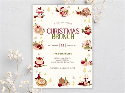 Editable Christmas Brunch Invitation Template Lets Brunch Editable Fun