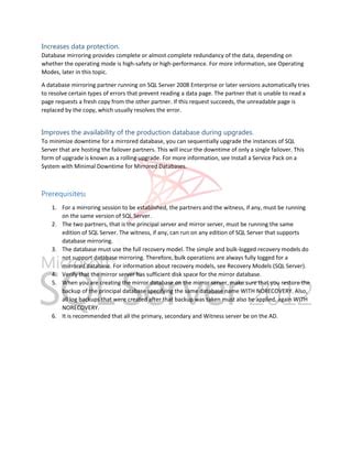 Mirroring In SQL Server 2012 R2 DOCX