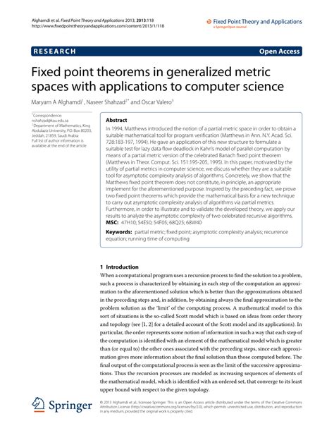 pdf fixed point theorems in generalized metric spaces with