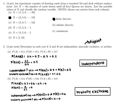 solved 1 2 pts an experiment consists of drawing cards