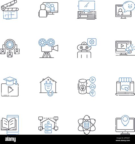 Information Conglomerate Line Icons Collection Consolidation Aggregation Syndication