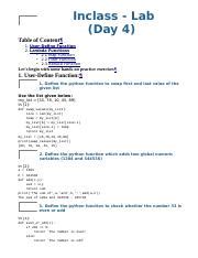ITP Day IC Exercise Html Inclass Lab Day Table Of Content User Define Function