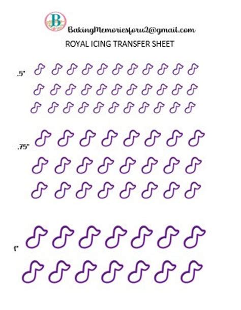 Music Note Royal Icing Transfer Sheet Etsy