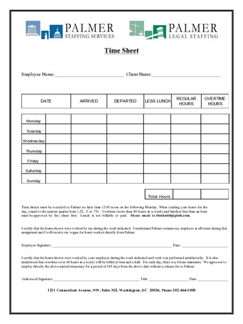 Fillable Online Time Sheet Example Client First Staffing Solutions