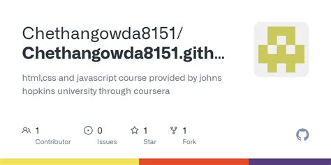 GitHub Chethangowda Chethangowda Github Io Html Css And Javascript Course Provided By
