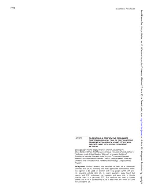 Pdf Co Designing A Comparative Randomised Controlled Clinical Trial Of Corticosteroid Regimens