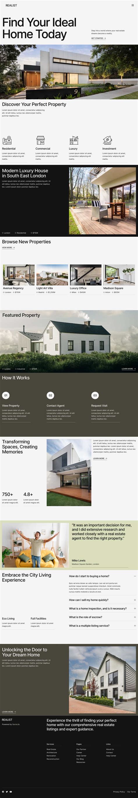 Realist Real Estate And Property Showcase Elementor Template Kit By