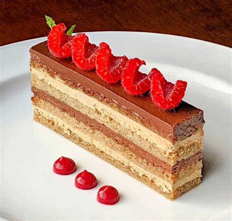 Opera Cake With Raspberries