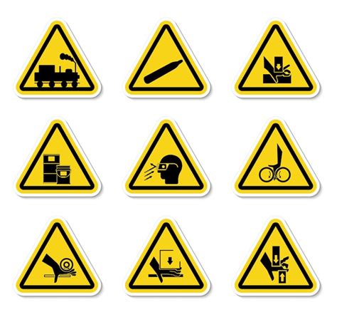 Premium Vector Triangular Warning Hazard Symbols Labels On White