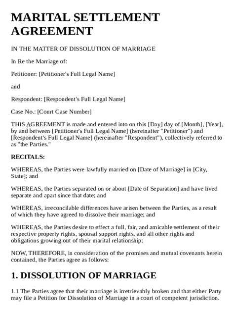 Fillable Online Divorce Proposal Template Fax Email Print Pdffiller