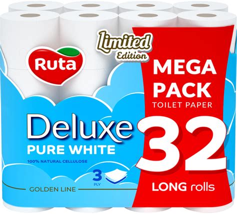 ROZETKA | Туалетная бумага Ruta Pure White Deluxe 3 слоя 160 отрывов 32 ...