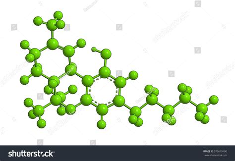 Molecular Structure Tetrahydrocannabinol Thc 3d Rendering Stock