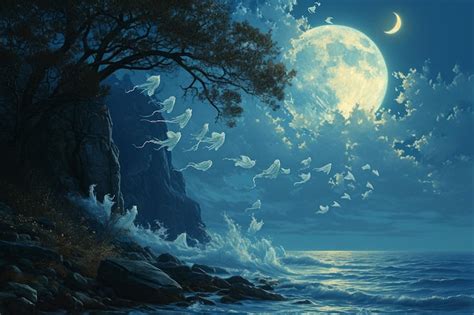 Des Sprites Espiègles Au Clair De Lune Chatouillant La Nuit Avec Leurs Rires Espiègles Ia