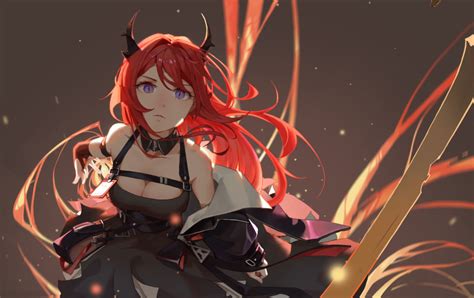 Safebooru 1girl 2218515202 Arknights Bare Shoulders Demon Girl Demon
