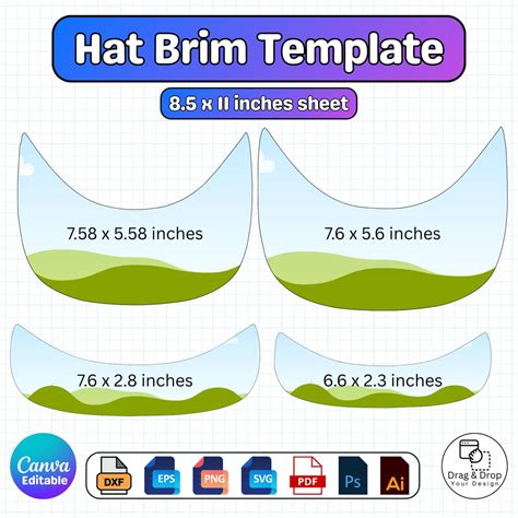 Hat Brim Template Trucker Hat Brim Svg Editable Trucker Cap Brim
