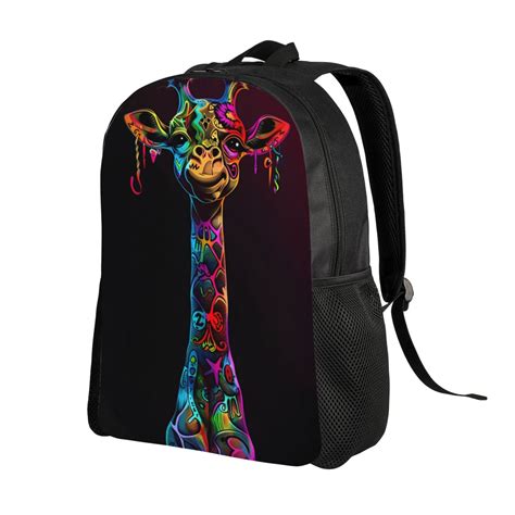 Ratiio Neon Psychedelic Giraffe Print Backpack With Padded 15 Inch
