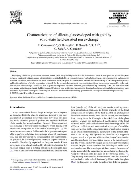 Pdf Characterization Of Silicate Glasses Doped With Gold By Solid State Field Assisted Ion